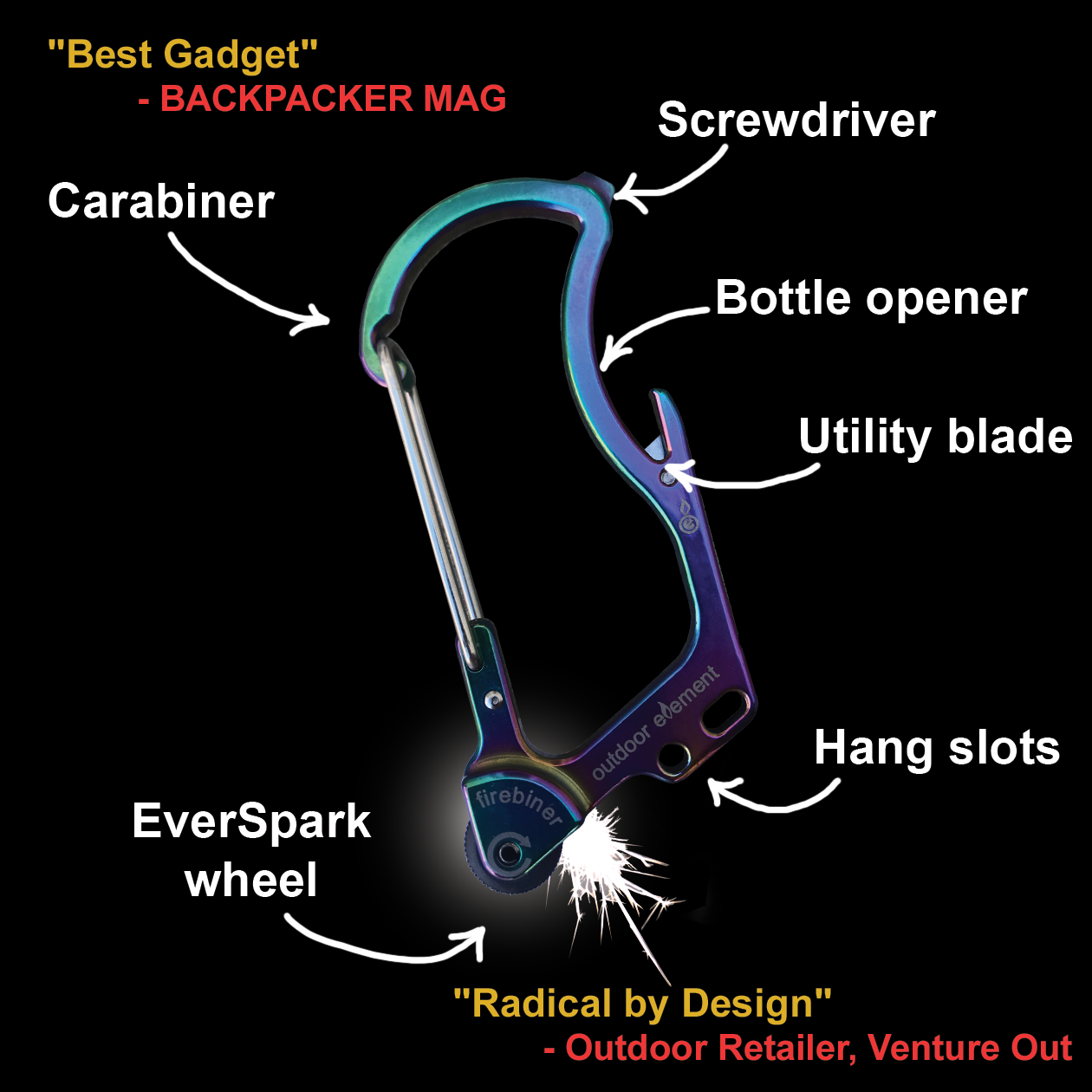 Firebiner: Fire-starting Multitool Carabiner – Outdoor Element